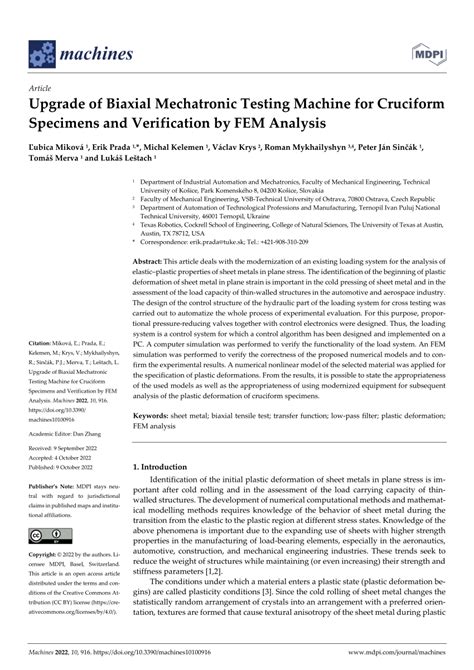 Pdf Upgrade Of Biaxial Mechatronic Testing Machine For Cruciform