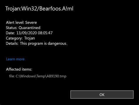 Trojan Win32 Bearfoos A Ml — Virus Removal Guide