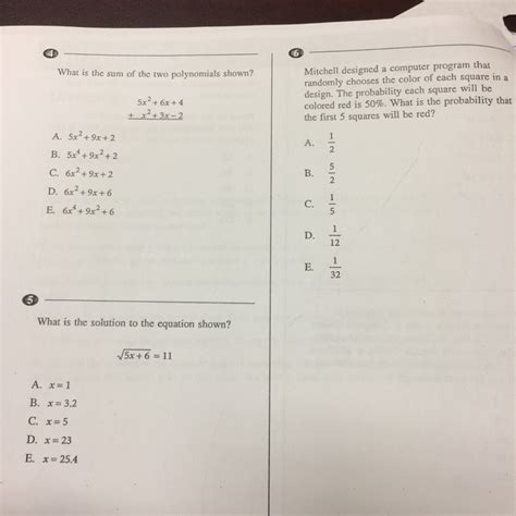 Solved What Is The Sum Of The Two Polynomials Shown
