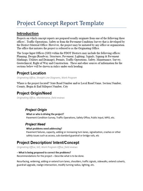 Project Concept Report Template Pdf Traffic Road