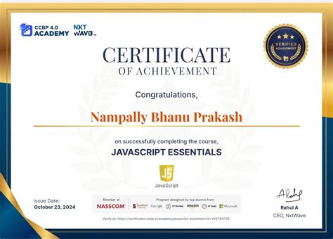 Bhanu Prakash Nampally On Linkedin Thrilled To Have Completed The Javascript Essentials