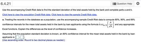 Solved 6 4 21 Question Help Use The Accompanying Credit Risk Chegg