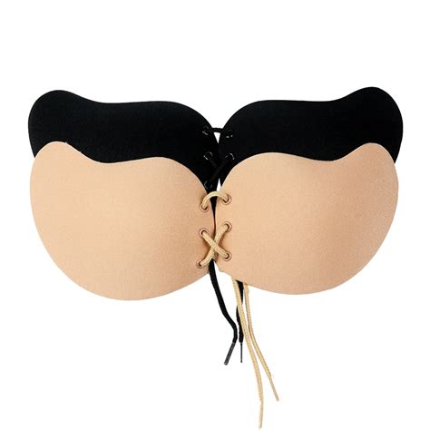Women Self Adhesive Strapless Bandage Blackless Solid Bra Stick Gel