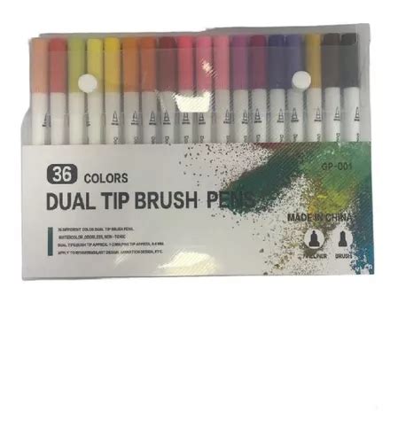 Marcador Acuarela Doble Punta Trazo 36 Colores Dibujo Pintar
