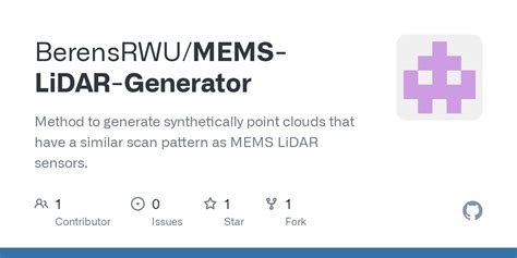 GitHub BerensRWU MEMS LiDAR Generator Method To Generate Synthetically Point Clouds That Have