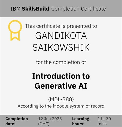 🎉🎉excited To Share That Ive Completed The Introduction To Generative Ai Course Offered By Ibm