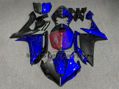 Yamaha R1 2007 2008 Gloss Carbon Fiber Style And Blue Abs Fairings