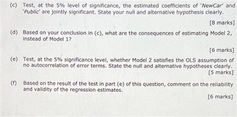 Solved 6 A Researcher Used Ordinary Least Squares Chegg
