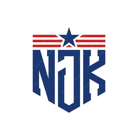 Premium Vector Patriotic Njk Logo With Star And American Flag Straps