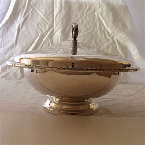 Oneida Silver Plated Serving Bowl With Lid And Glass Insert Chairish