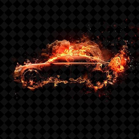 Premium Psd Car Explosion With Vehicle Parts Flames And Smoke Warm
