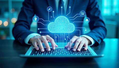 Cloud Computing Digital Transformation Man Typing On Laptop Cloud
