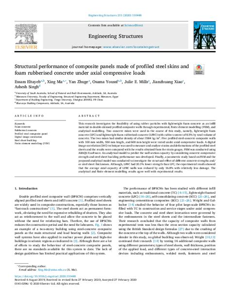 Pdf Structural Performance Of Composite Panels Made Of Profiled Steel Skins And Foam