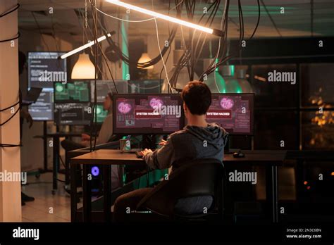 Professional Spy Breaking Into Computer System And Hacking Bank Account