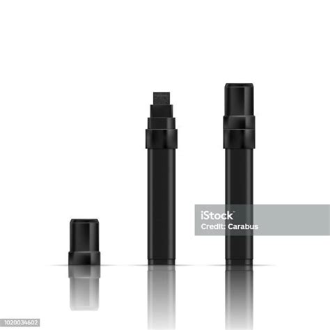 블랙 마커 현실적인 벡터 일러스트입니다 흰색 바탕에 그림자와 반사 광범위 한 표식입니다 개념에 대한 스톡 벡터 아트 및 기타 이미지 개념 거리 고급 Istock