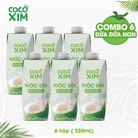 Combo 6 Hộp Nước Dừa đóng Hộp Cocoxim Dứa Non Dung Tích 330mlhộp