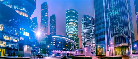 Фотообои "Неоновые небоскребы Москва-Сити ночью" - Арт. 090261 | Купить ...