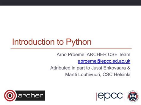 (PDF) Introduction to Python - Archer · Python characteristics • Python is a high-level language ...