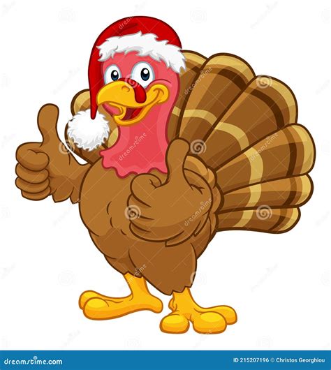 Pavo En Santa Sombrero Navidad Acción De Gracias Dibujos Animados Ilustración Del Vector