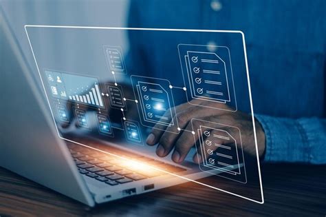 Concept De Gestion De Documents Homme D Affaires Utilisant Un