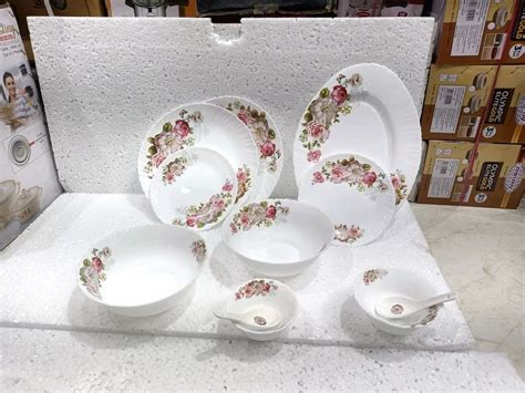 Printed White Opal Glass Cello Dinner Set At Rs 1800set Sadar Bazaar