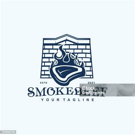 스모크 비프 로고 디자인 벡터 일러스트레이션 템플릿 아이디어 Steakhouse에 대한 스톡 벡터 아트 및 기타 이미지