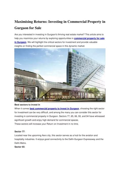 Ppt Maximising Returns Investing In Commercial Property In Gurgaon