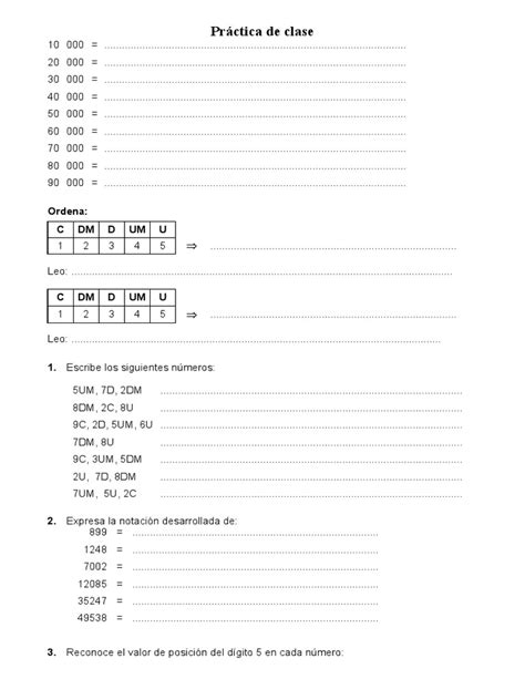 Decena De Millar Para Tercero De Primaria Pdf Ajedrez