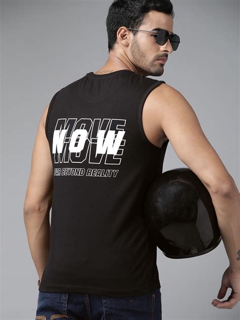 Buy Roadster Men Black And White Typography Printed Pure Cotton T Shirt