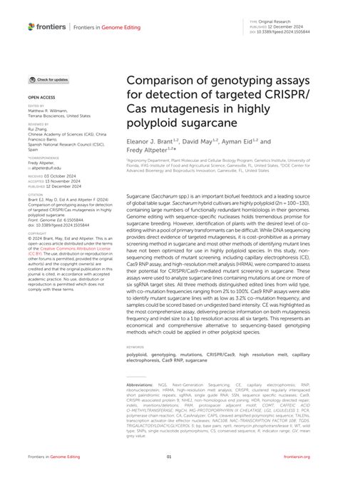 Pdf Comparison Of Genotyping Assays For Detection Of Targeted Crispr Cas Mutagenesis In Highly