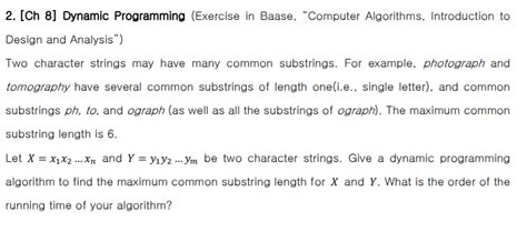 Solved 2 Ch 8 Dynamic Programming Exercise In Baase