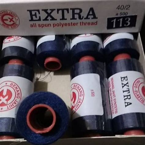 jual benang jahit extra code 113 biru shopee indonesia