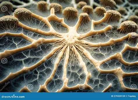 Natural Fungus Mycelium Network Texture Closeup Stock Illustration