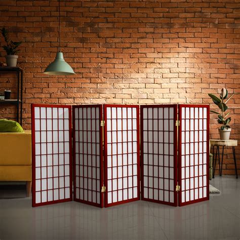 Oriental Furniture 3 Ft Tall Window Pane Shoji Screen Rosewood Color