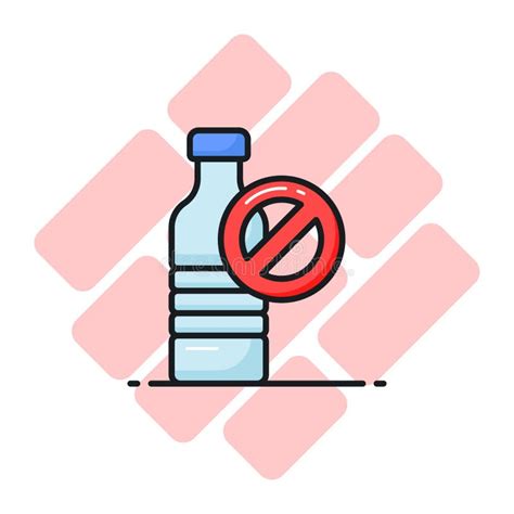 Prohibited Sign On Plastic Bottle Showing Concept Icon Of No Plastic Bottles Stock Vector