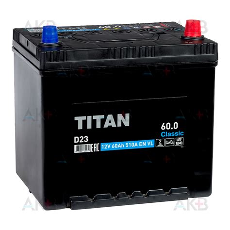 Купить Автомобильный аккумулятор Titan Classic 60 Ач 510A обр. пол ...