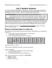 Lab Activity Number Systems Sifat Pdf MOD Computer Systems Compulsory Assessed