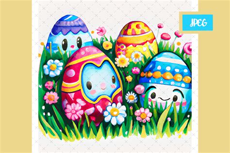 Cute Easter Eggs Kawaii Graphic By Creative Kim Designs · Creative Fabrica