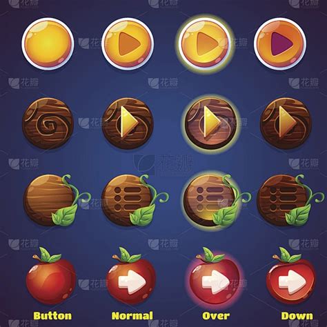 一组按钮与视图按下素材 花瓣网