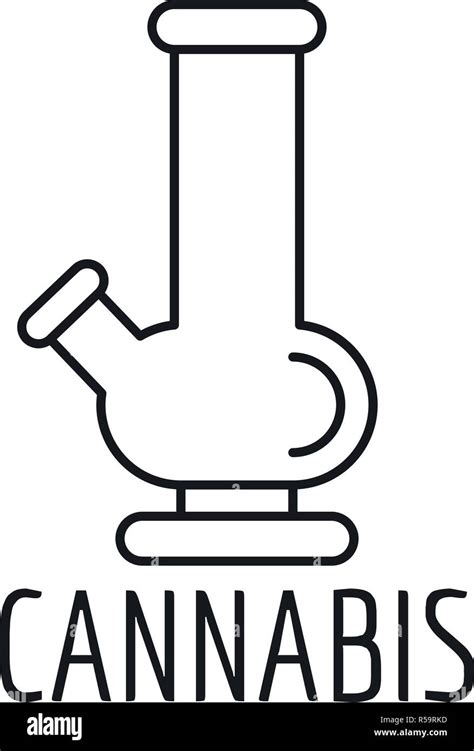 Cannabis Glass Bong Logo Outline Cannabis Glass Bong Vector Logo For