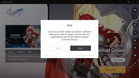 “failed to write file” error r honkaistarrail
