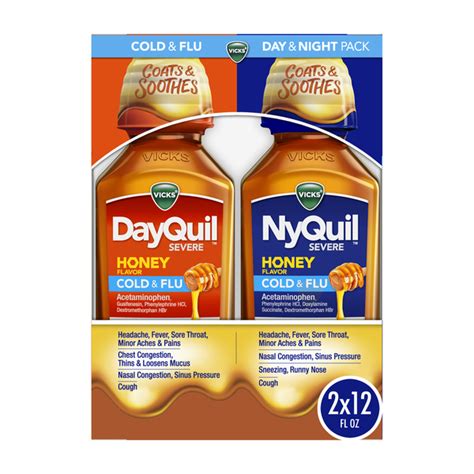 Cvs® Vicks Dayquil And Nyquil Severe Honey Cold And Flu Medicine Maximum