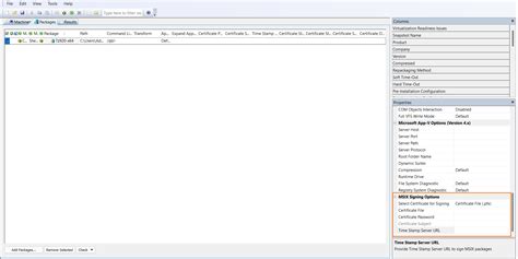 setting msix signing options