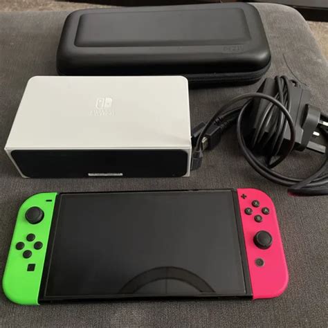 Nintendo Switch Oled Model Heg 001 Handheld Console 64gb Pink Green £