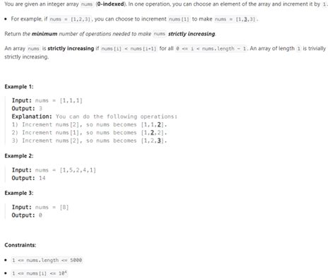 Javaleetcode 1827minimum Operations To Make The Array Increasing 네이버 블로그