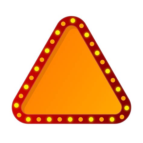 삼각형 전구 프레임 3d 조명 화살표 표지판 서커스 극장 시네마 카페 보드 카지노 광고 프리미엄 벡터
