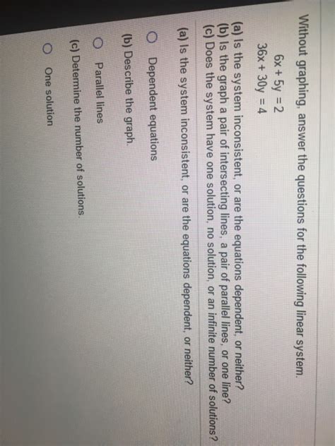 solved without graphing answer the questions for the