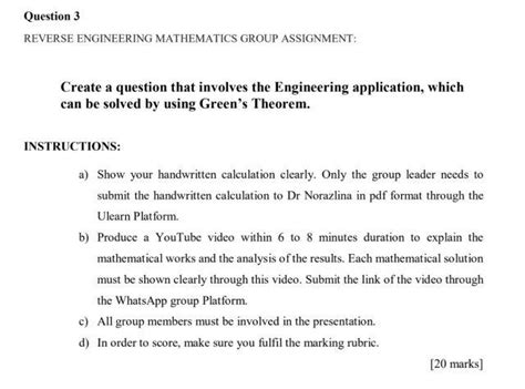 Solved Question 3 Reverse Engineering Mathematics Group