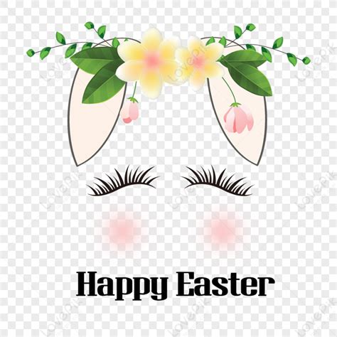 Easter Flowers Cartoon Bunny Ears Eyelashesexpressionrabbit Free Png