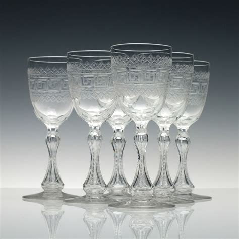 Set Of Six Victorian Engraved Port Wine Glasses C1870 Drinking